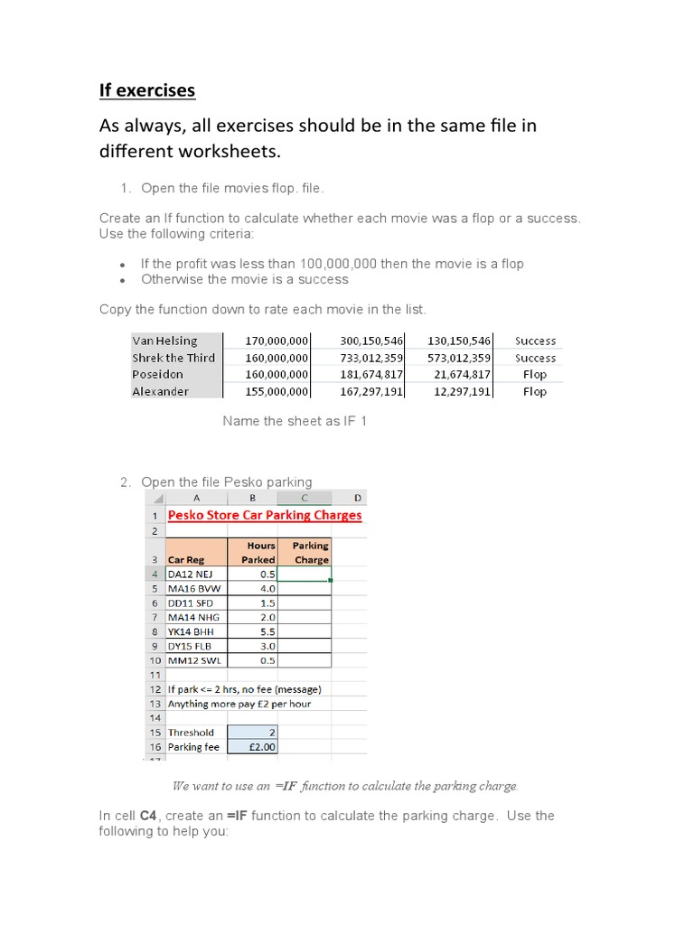 If Exercises | PDF | Spreadsheet