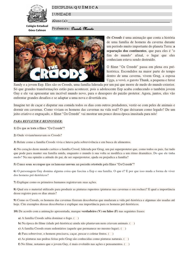 ATIVIDADE 3 - AnÃ¡lise Do Filme Os Croods | PDF | Família