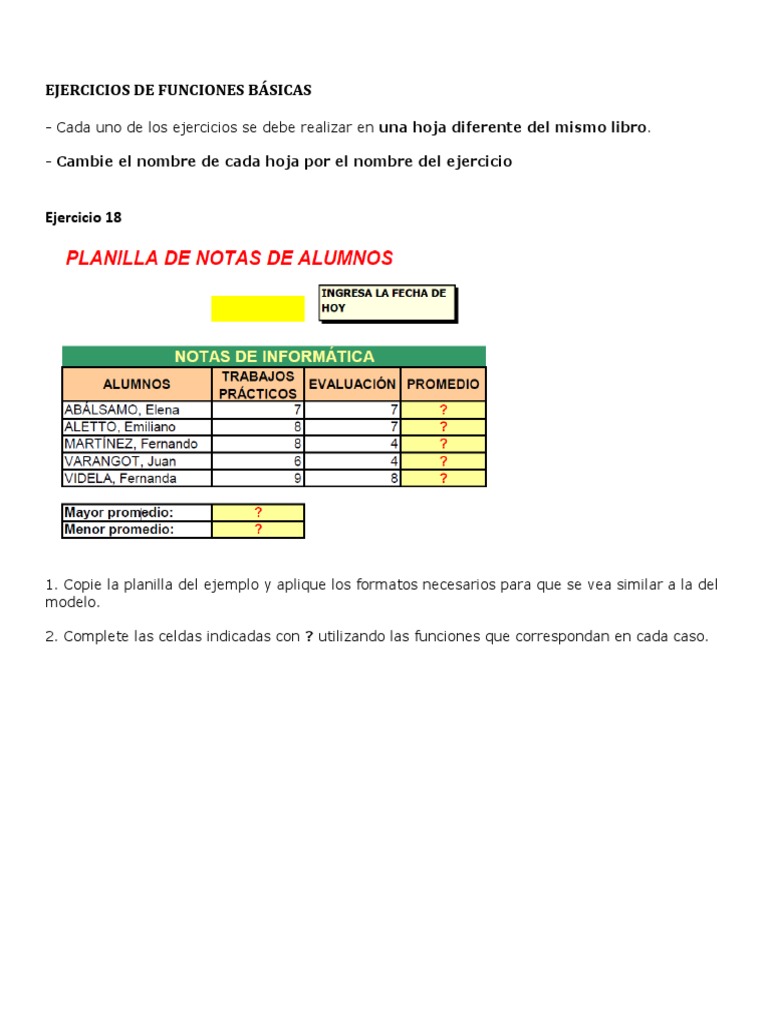 EJERCICIOS EXCEL | PDF