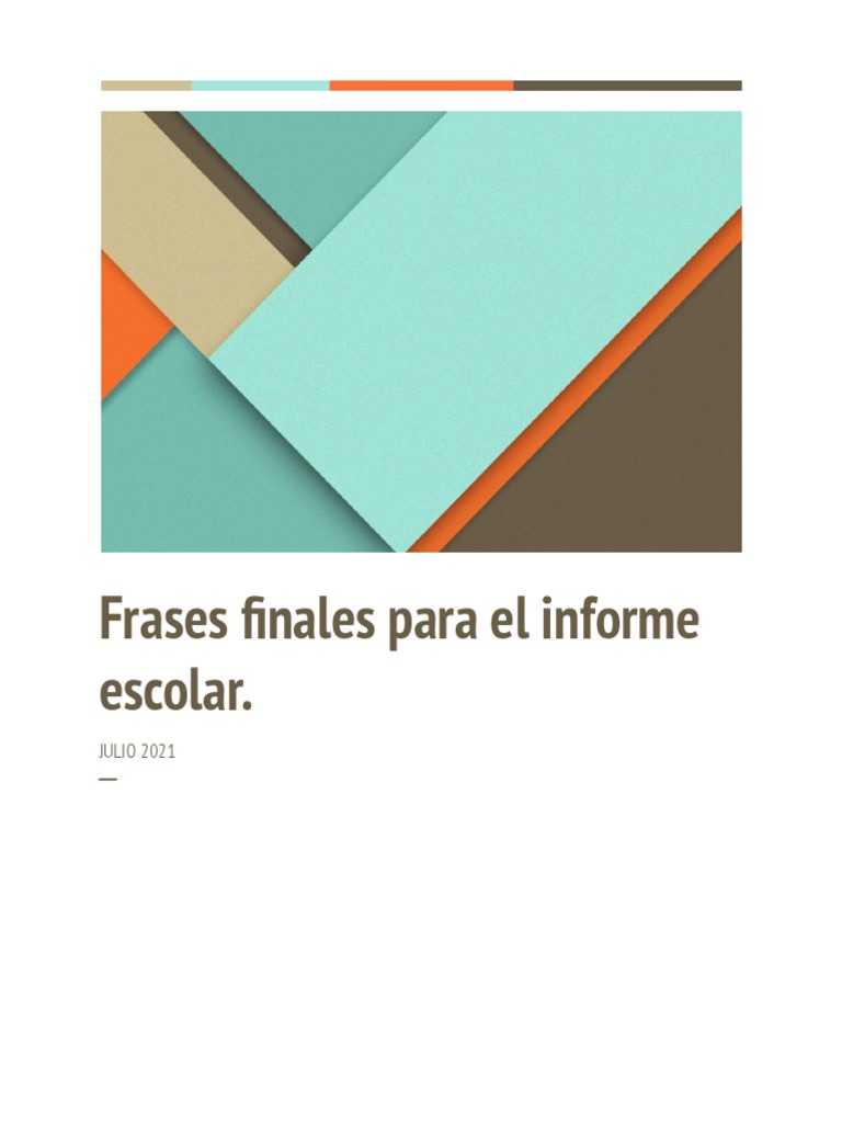 Frases Finales para El Informe Escolar. | PDF | Salón de clases | Cognición