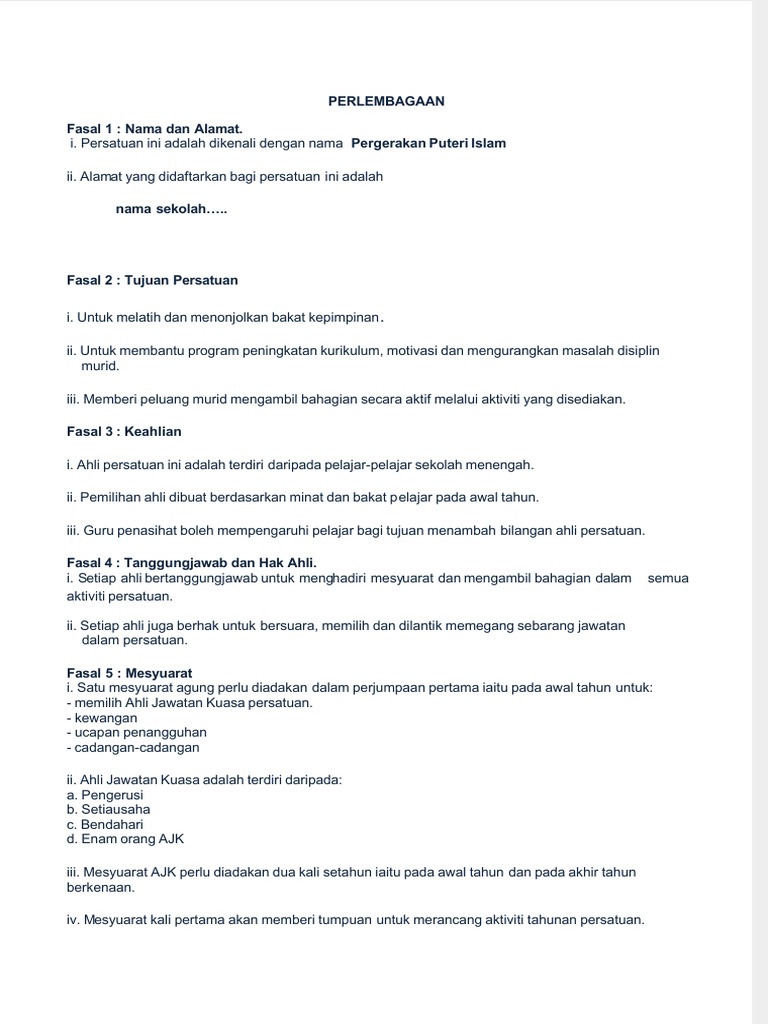 Perlembagaan Ppim | PDF