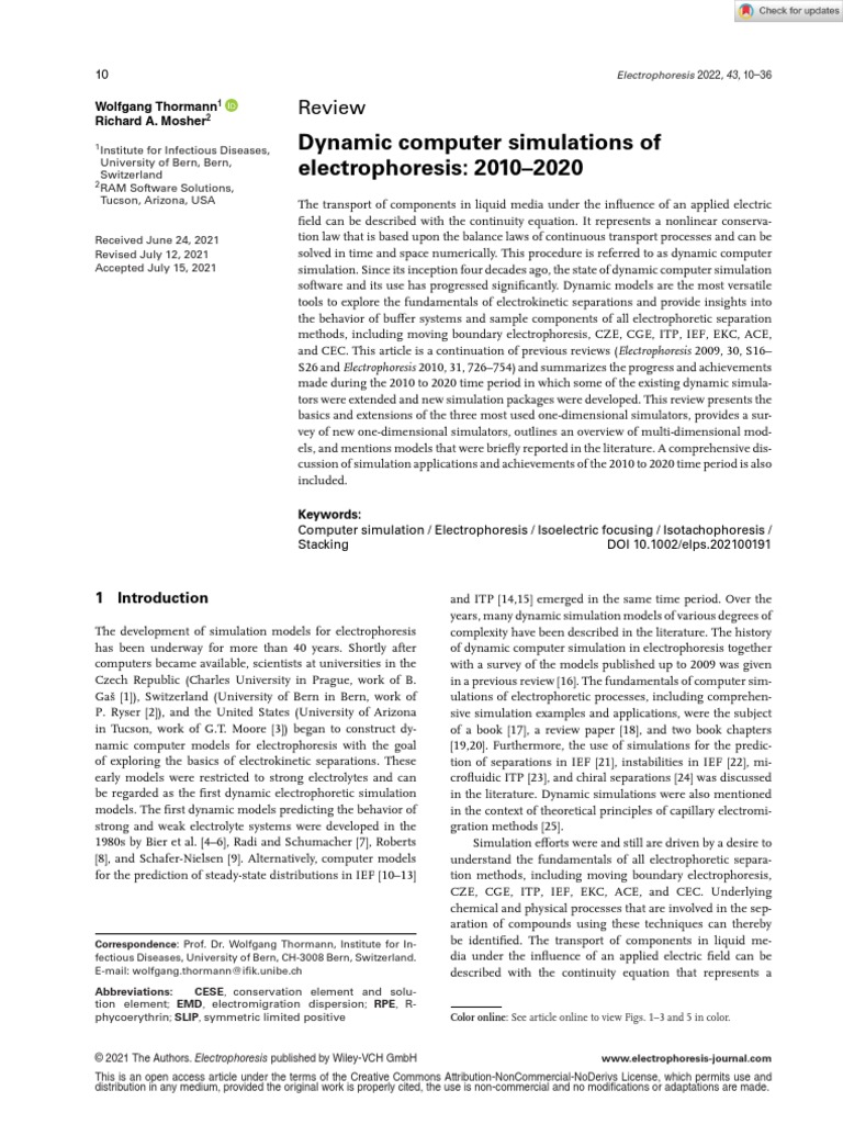 Electrophoresis - 2021 - Thormann - Dynamic Computer Simulations of ...