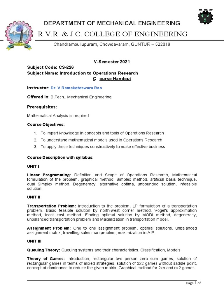 Operation Research | PDF