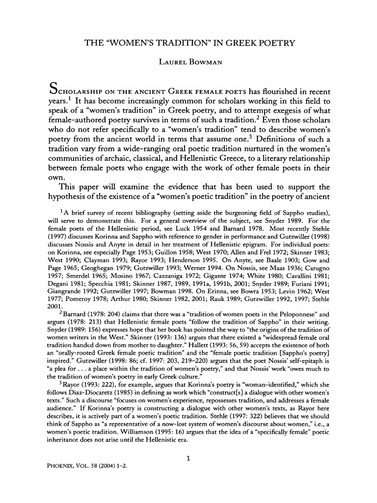 Greek Women's Poetic Tradition | PDF | Social Science | Art