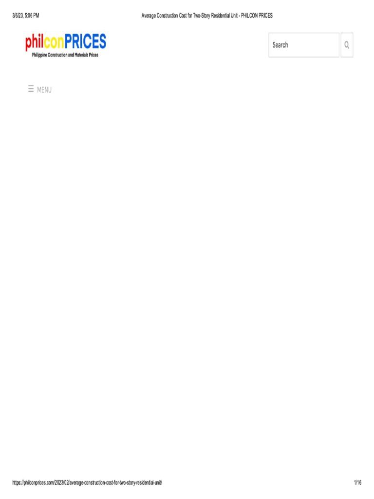 Average Construction Cost For Two-Story Residential Unit - PHILCON ...