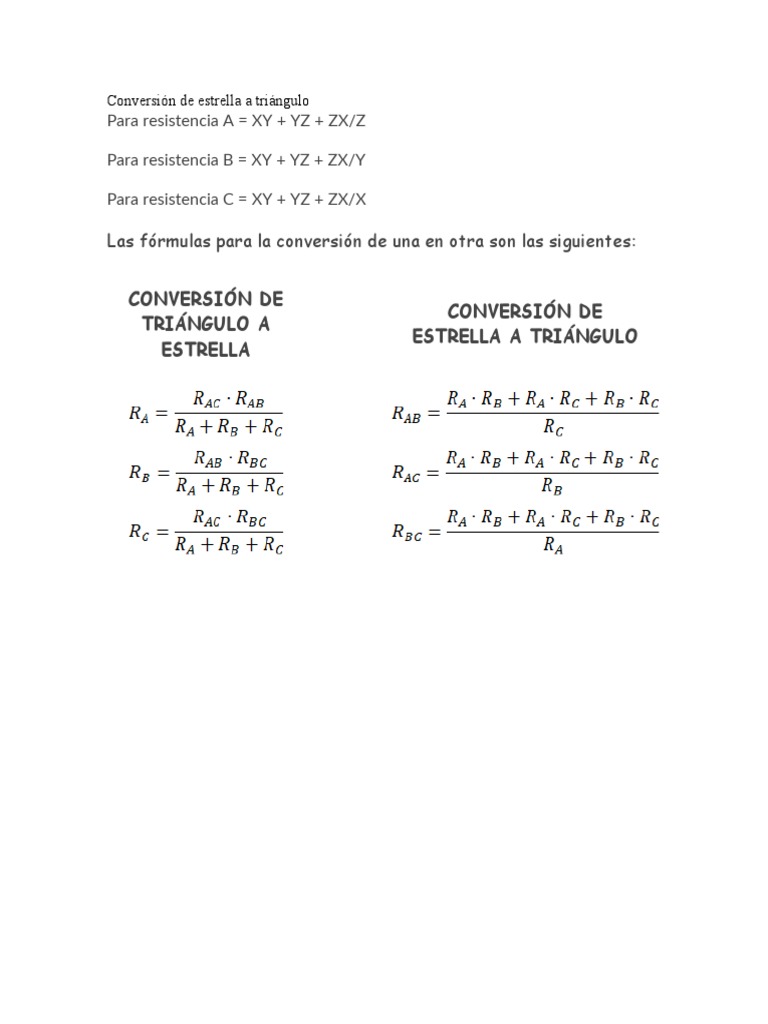 Conversión de Estrella a Triángulo | PDF