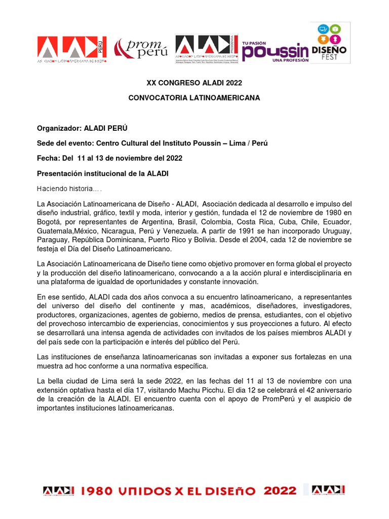 Brochure XX CONGRESO ALADI 2022 | PDF | America latina