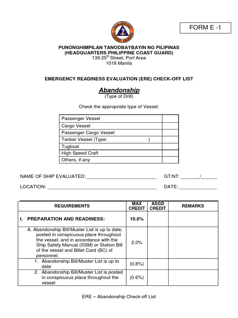 PCG FormE1Abandonship | PDF