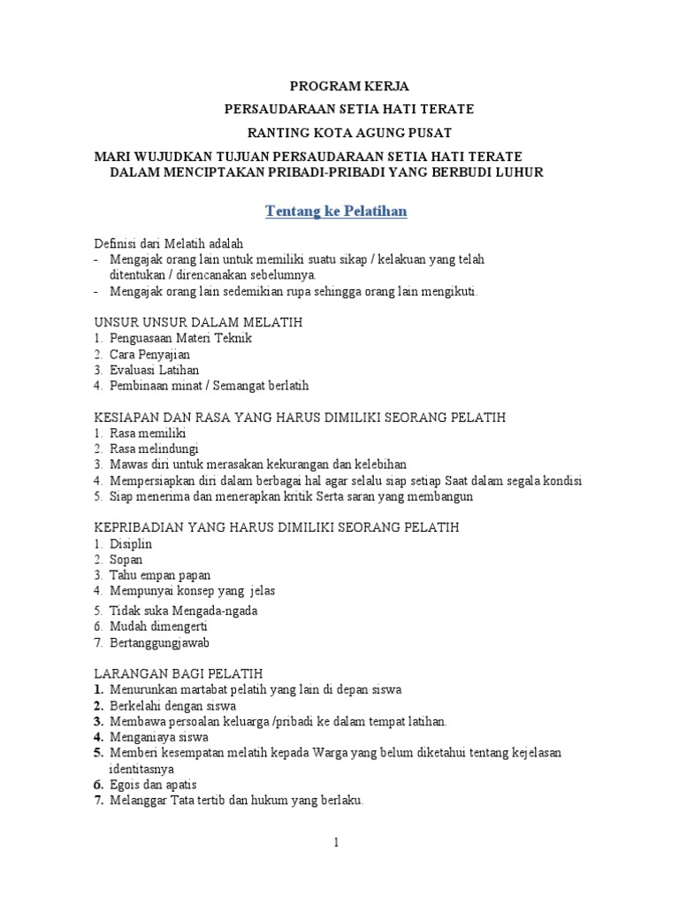 Program Kerja Kepelatihan Ranting Kopus | PDF | Karier & Perkembangan