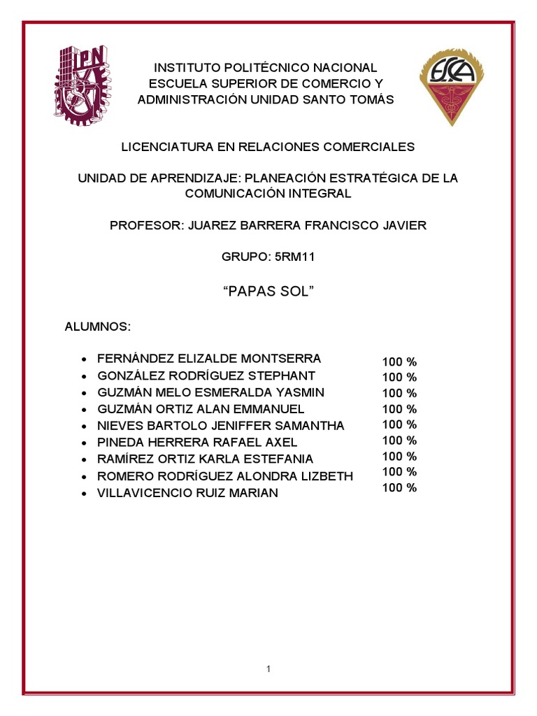 Trabajo Escrito - Botana SOL Eq. 4-1 | PDF | Marca | Ciudad de México