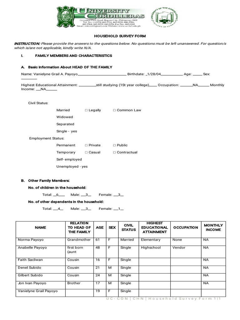 Household Survey Form 2 | PDF