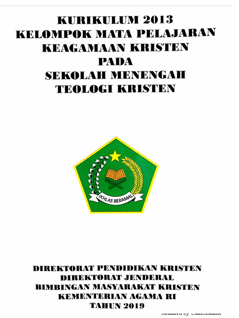 Kurikulum 2013 Mapel Keagamaan Kristen SMTK SMTK Smak 2019 | PDF