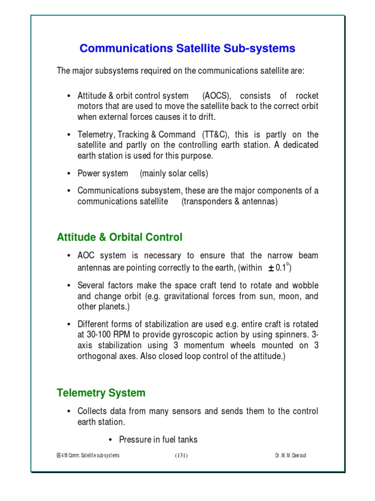 Subsystems | PDF | Attitude Control | Satellite