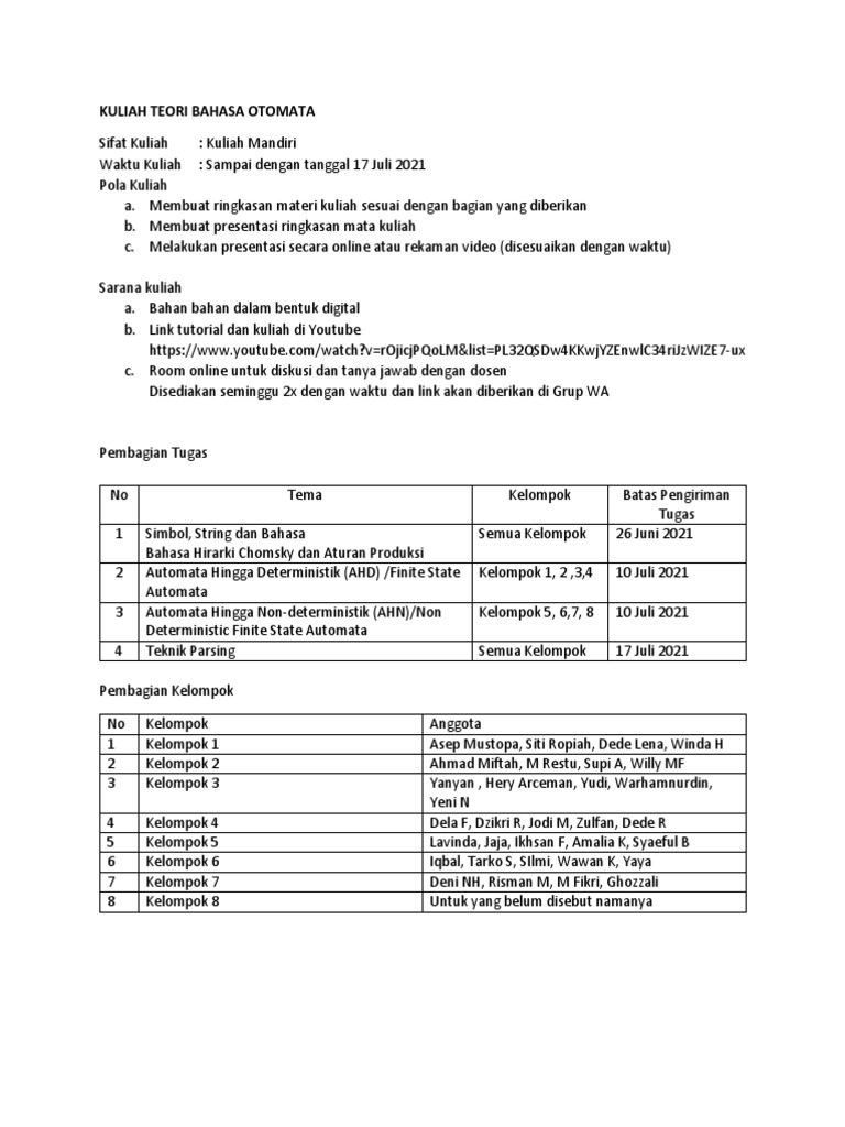 KULIAH TEORI BAHASA OTOMATA Reguler | PDF