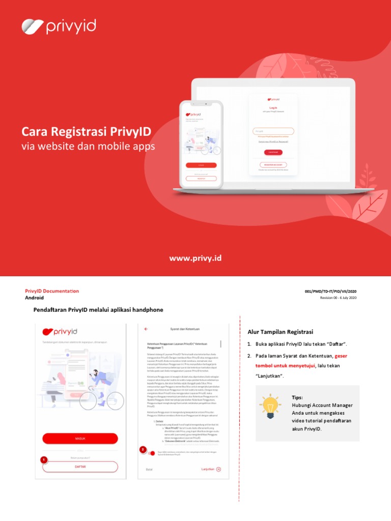 Cara Registrasi PrivyID Via Website Dan Mobile Apps | PDF