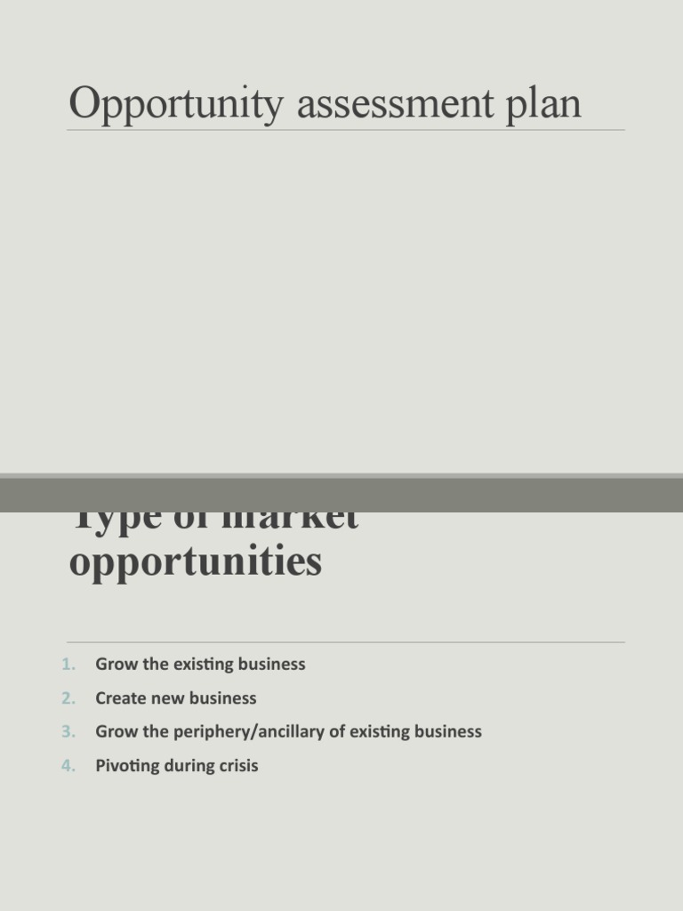 Opportunity Assessment Plan Overview | PDF