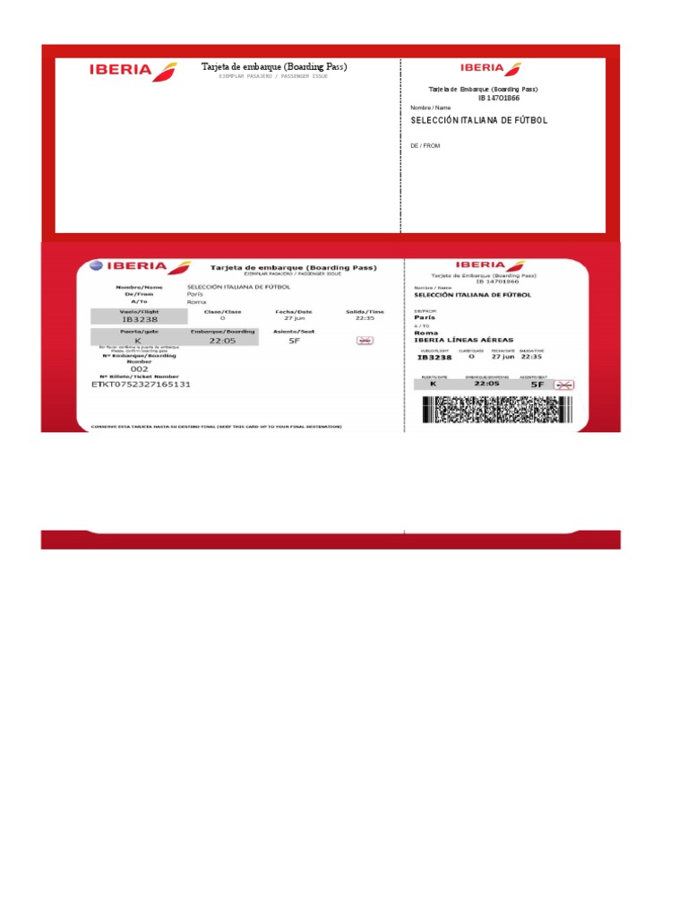 Boarding Pass Iberia | PDF