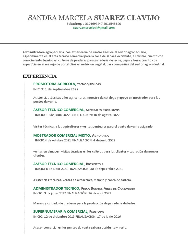 Sandra Marcela Suarez Clavijo HV | PDF