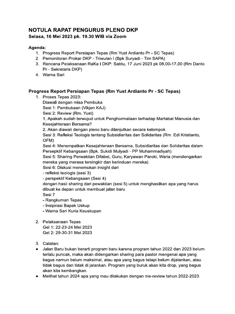 2023-05-16 Notula RPT Pgrs Pleno DKP | PDF