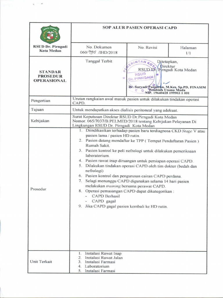Sop Alur Pasien Capd | PDF