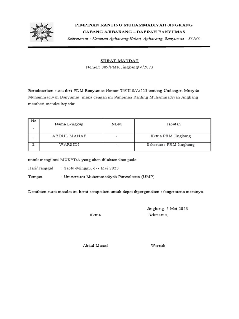 Surat Mandat | PDF