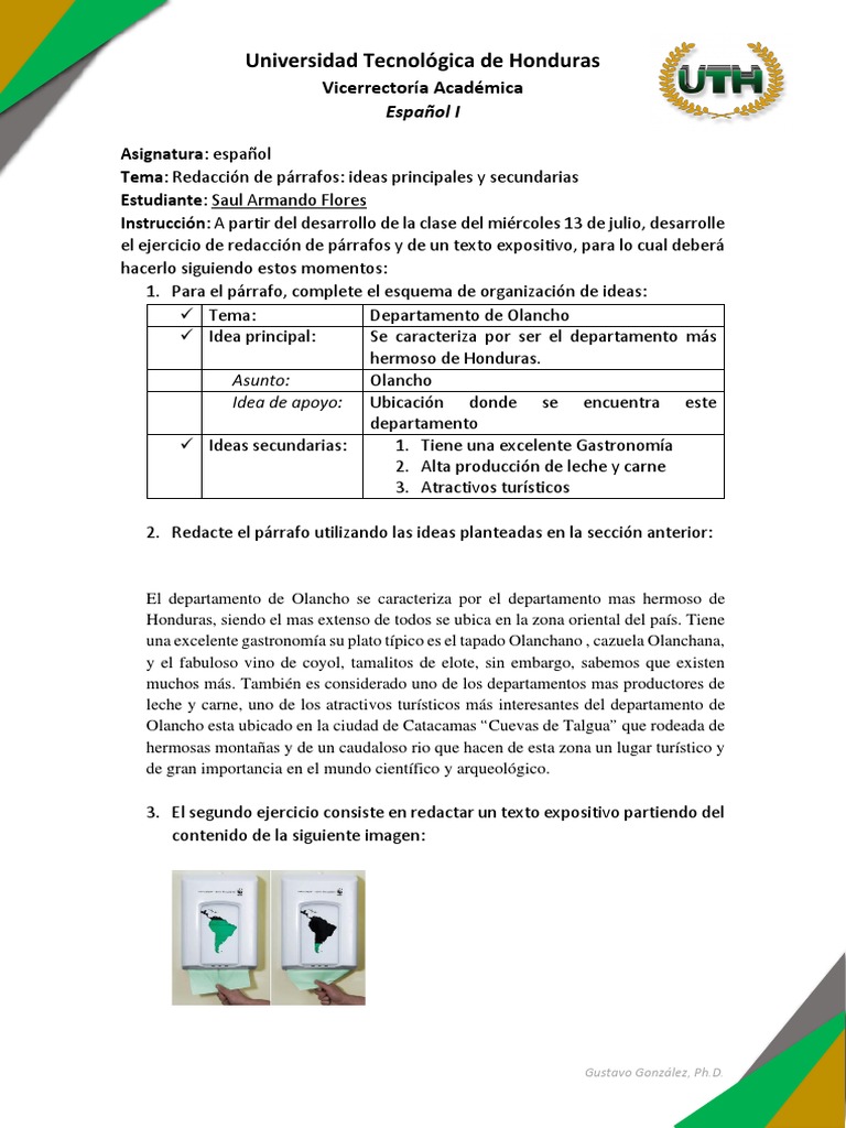 Redaccion de Parrafos Saul Flores | PDF | Papel | Honduras