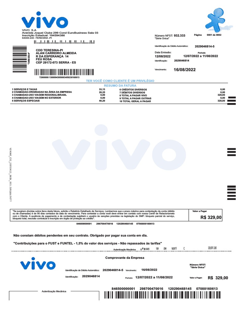 Fatura Vivo | PDF