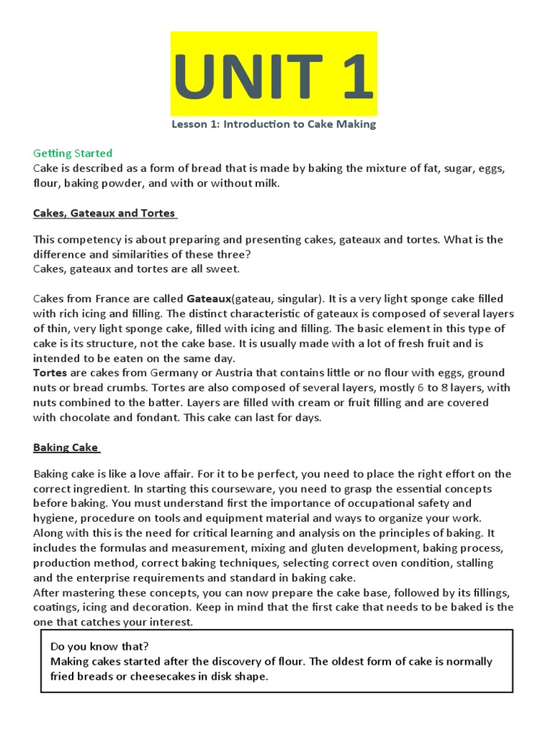 Baking Cake Modules | PDF | Cakes | Chocolate