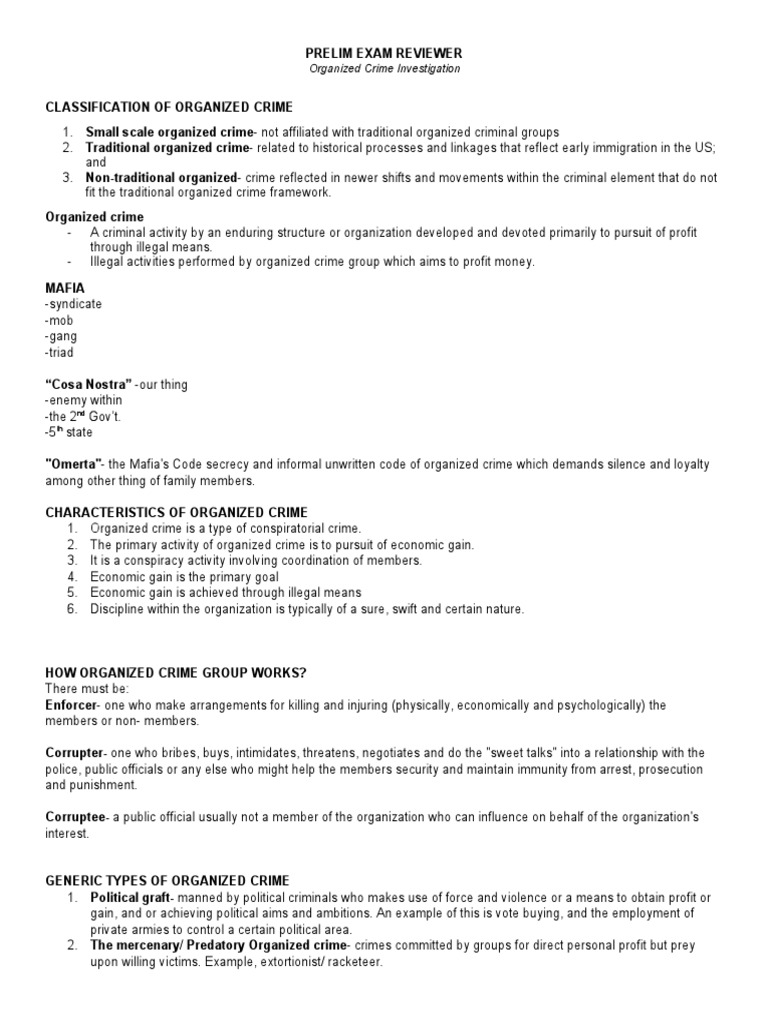 Organized Crime Exam Reviewer: Classifying Crimes | PDF | Organized ...
