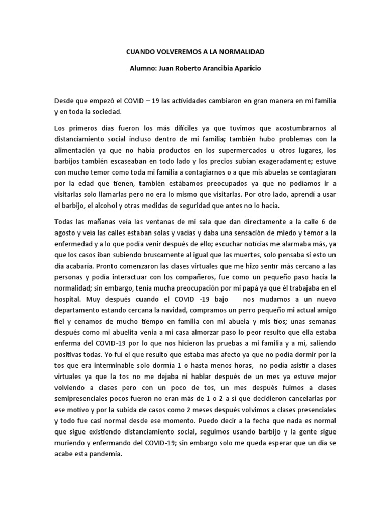 Cuando Volveremos A La Normalidad (Juan Roberto) | PDF Cuando Volveremos A La Normalidad (Juan Roberto) | PDF