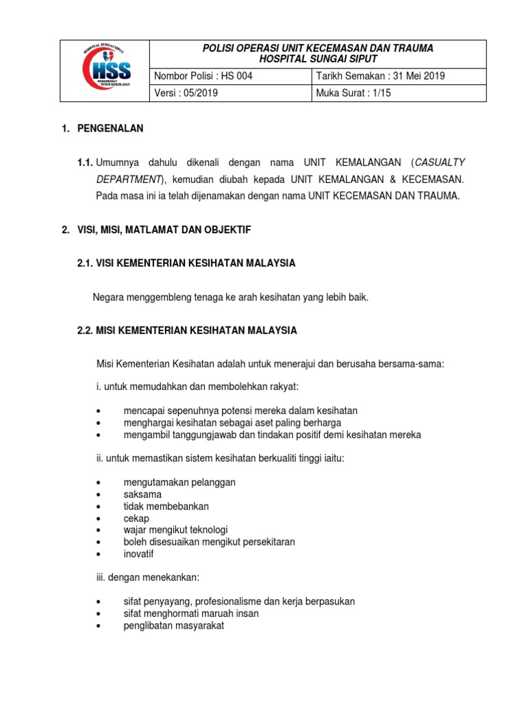 HS004_Polisi Operasi Kecemasan Trauma | PDF
