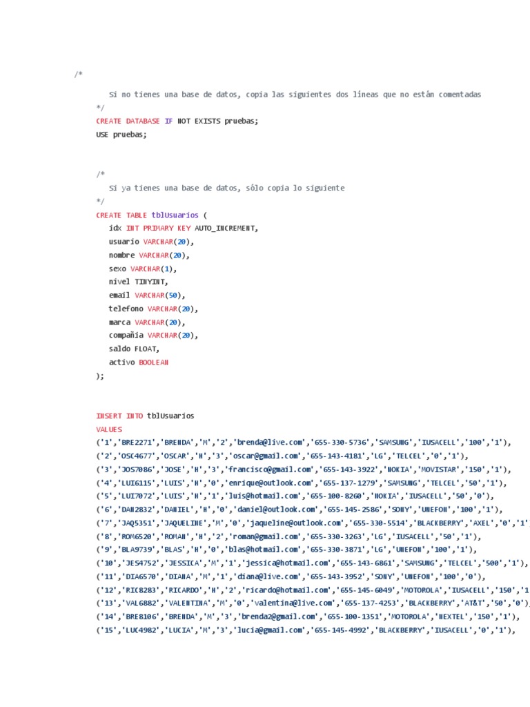 Si No Tienes Una Base de Datos | PDF | SQL | Informática