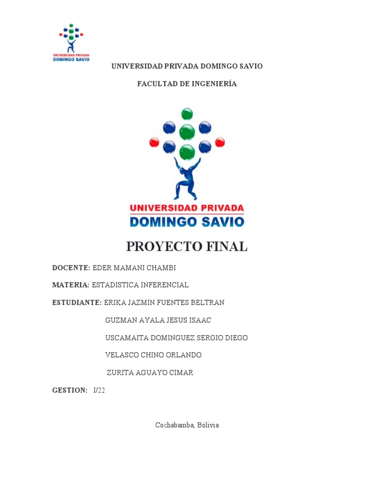 Proyecto Final Estadistica Inferencial Corregido | PDF | Muestreo (Estadísticas) | Intervalo de ...