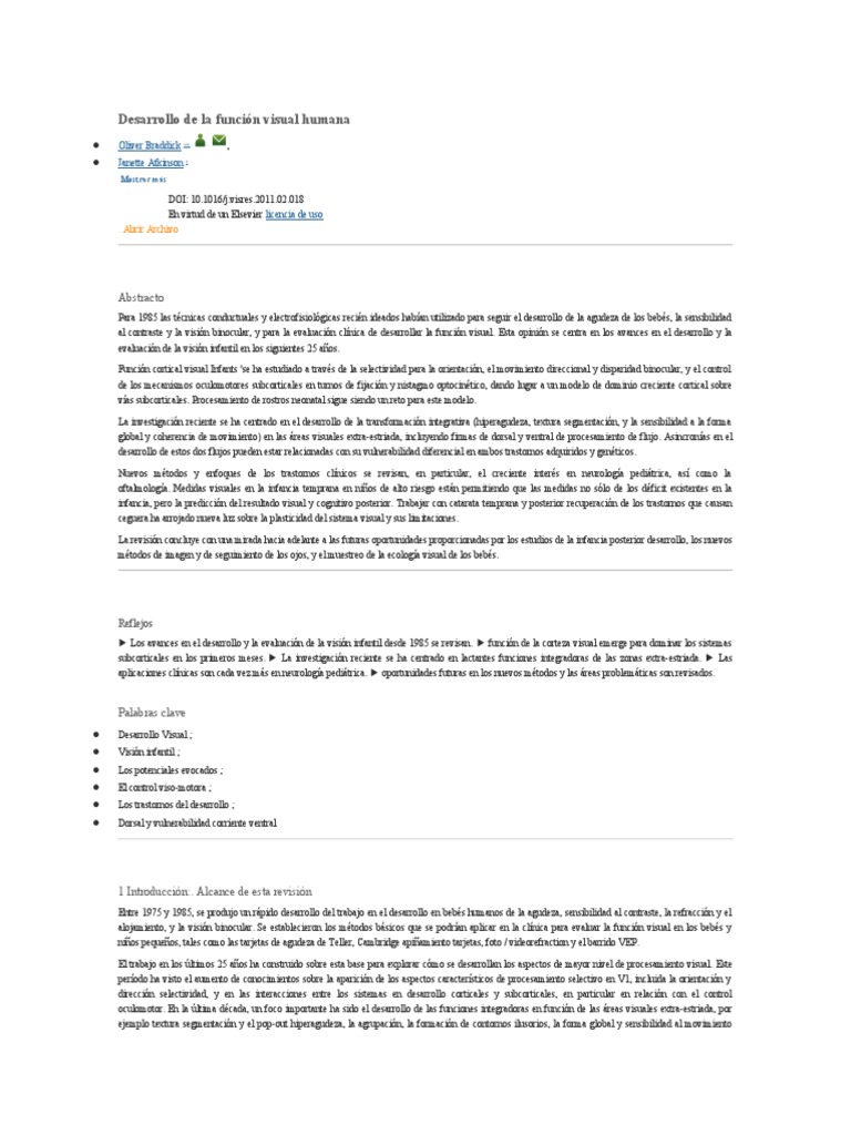 Desarrollo de La Función Visual Humana | PDF | Salud y bienestar