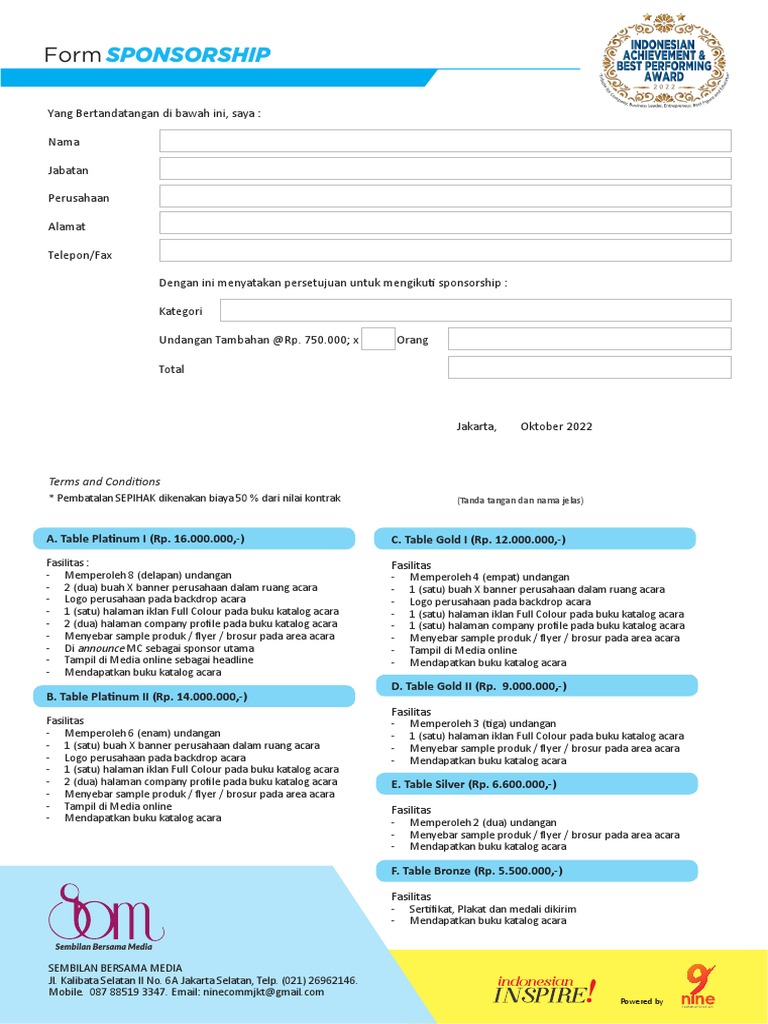 Form Sponsorhsip Iabpa 2022 | PDF