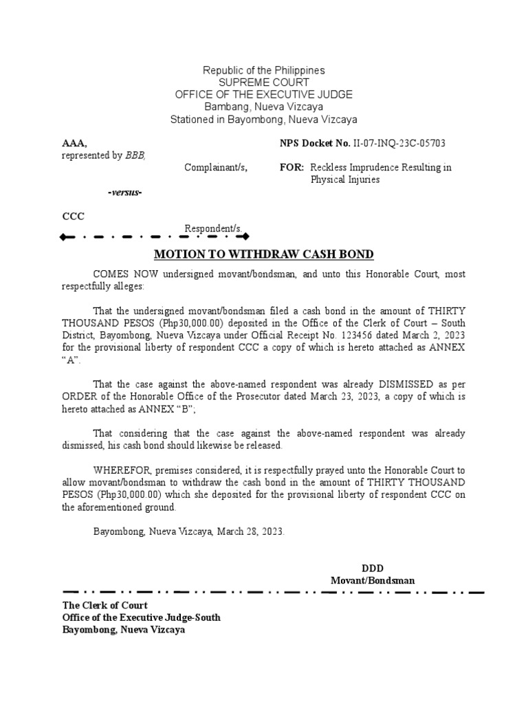 Motion To Post Bail 2 | PDF