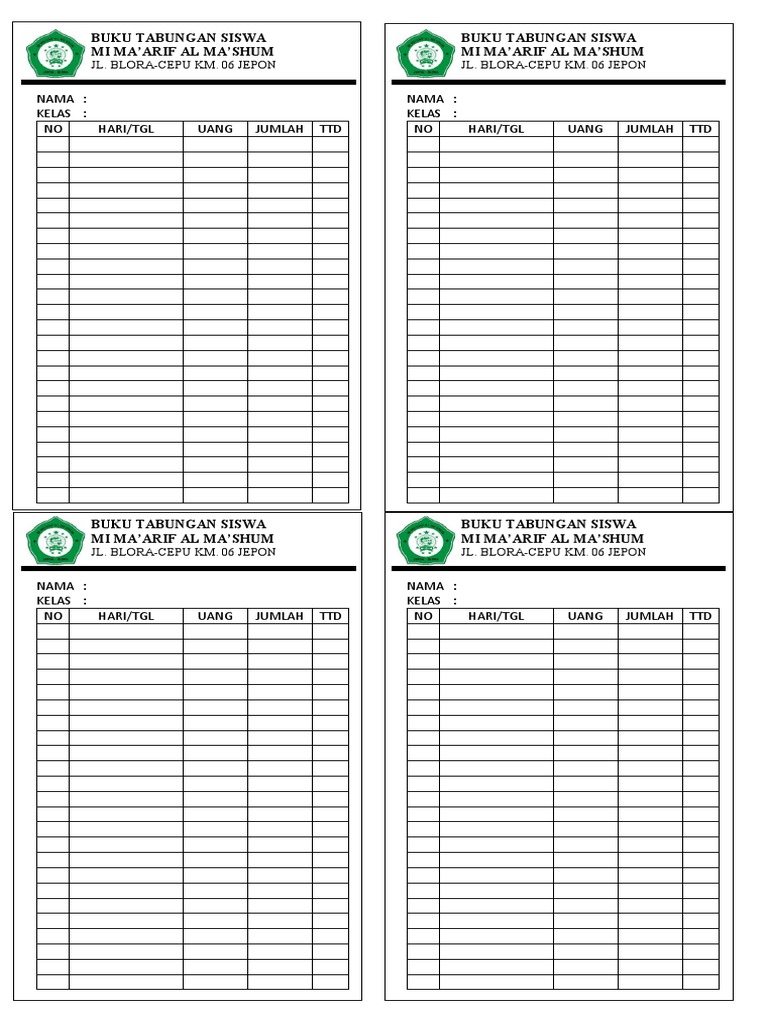 Buku Tabungan Siswa | PDF