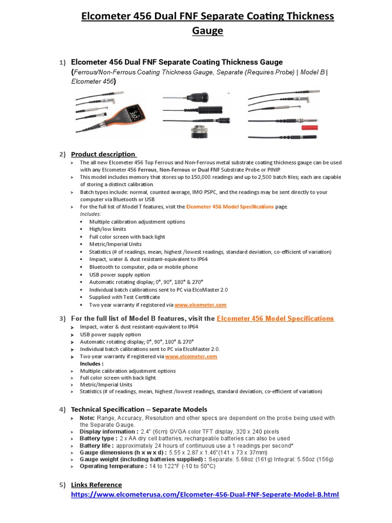 Elcometer 456 Dual FNF Coating Thickness Gauge | PDF | Calibration ...