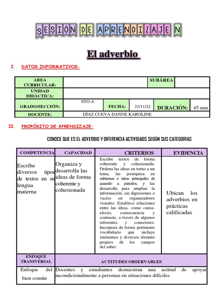 El Adverbio | PDF | Adverbio