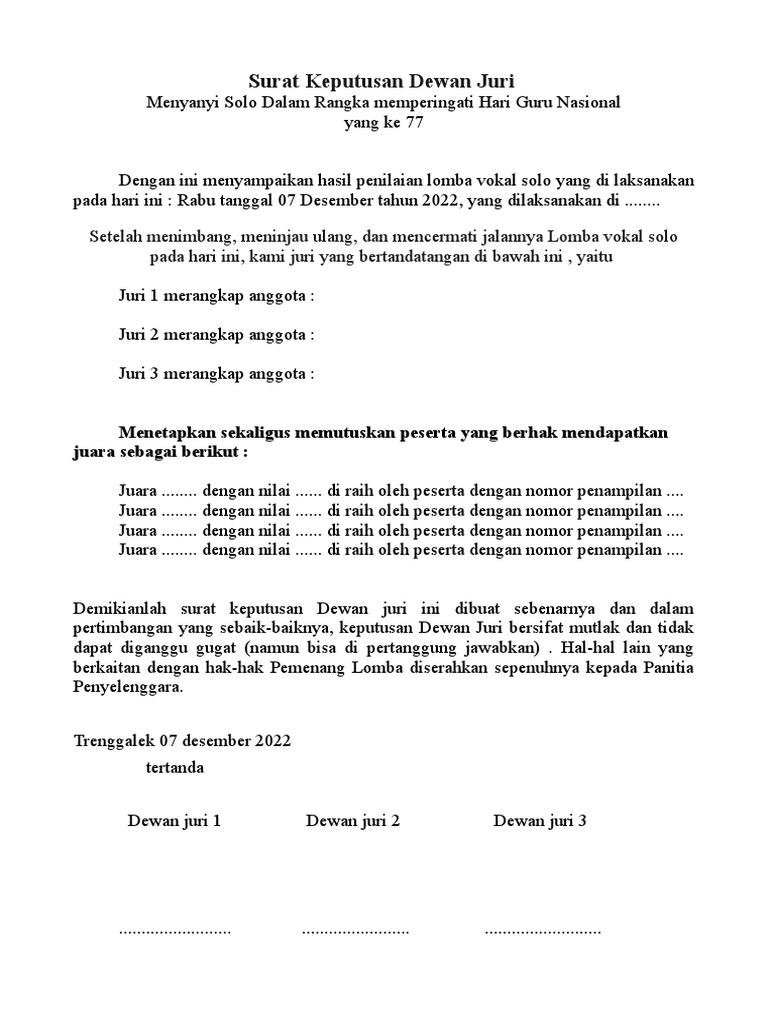 Form Pengumuman Juri | PDF