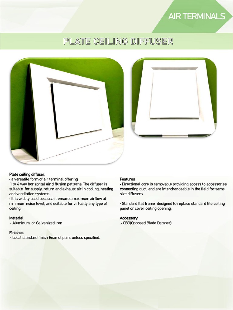 Air Terminals - Plate Ceiling Diffuser | PDF
