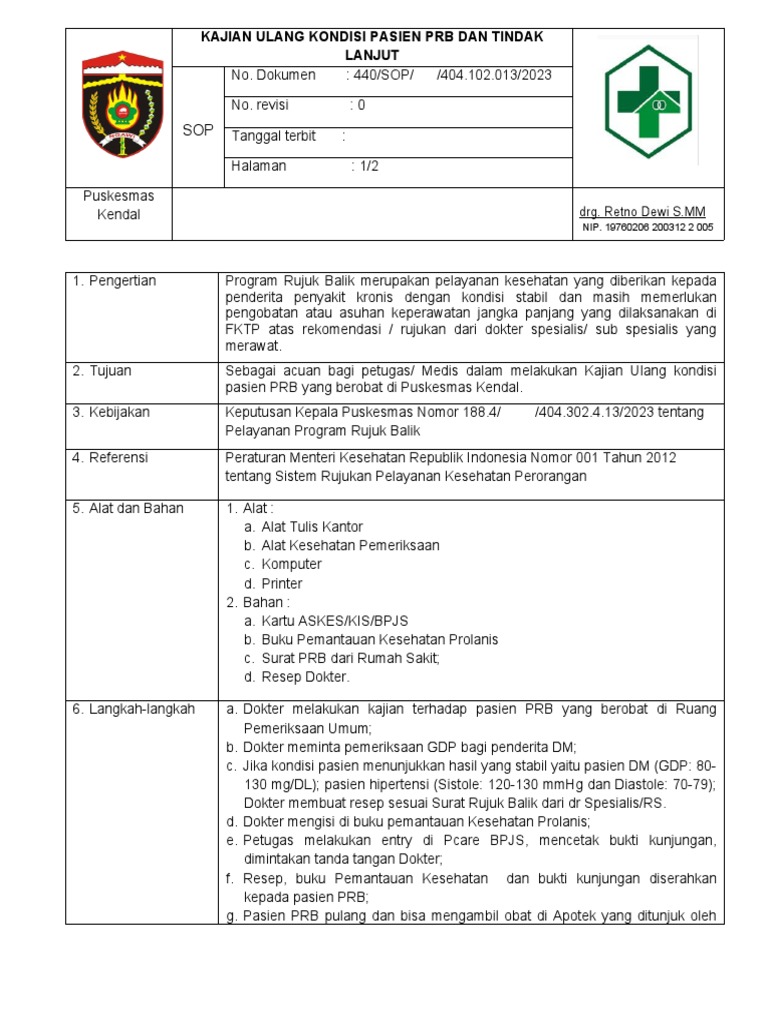 SOP Kajian PRB Oleh Dokter | PDF