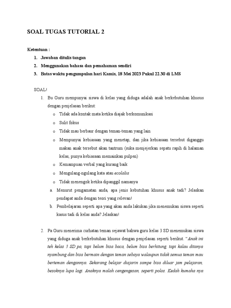 Abk - Soal Tugas Tutorial 2 | PDF
