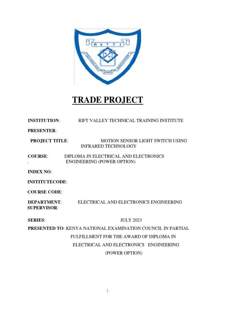Motion Sensor Light Switch Using Infrared Technology | PDF ...