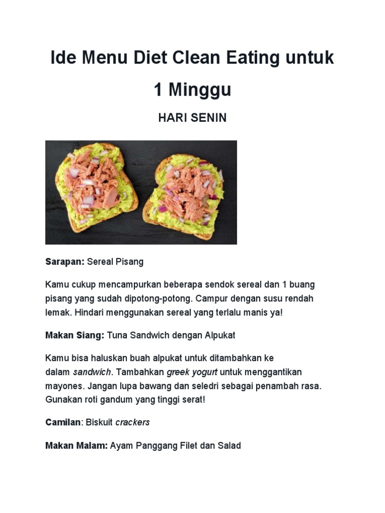 Ide Menu Diet Clean Eating Untuk 1 Minggu | PDF