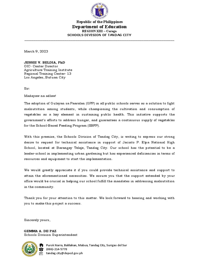 Letter Request GPP | PDF | Hunger | Agriculture