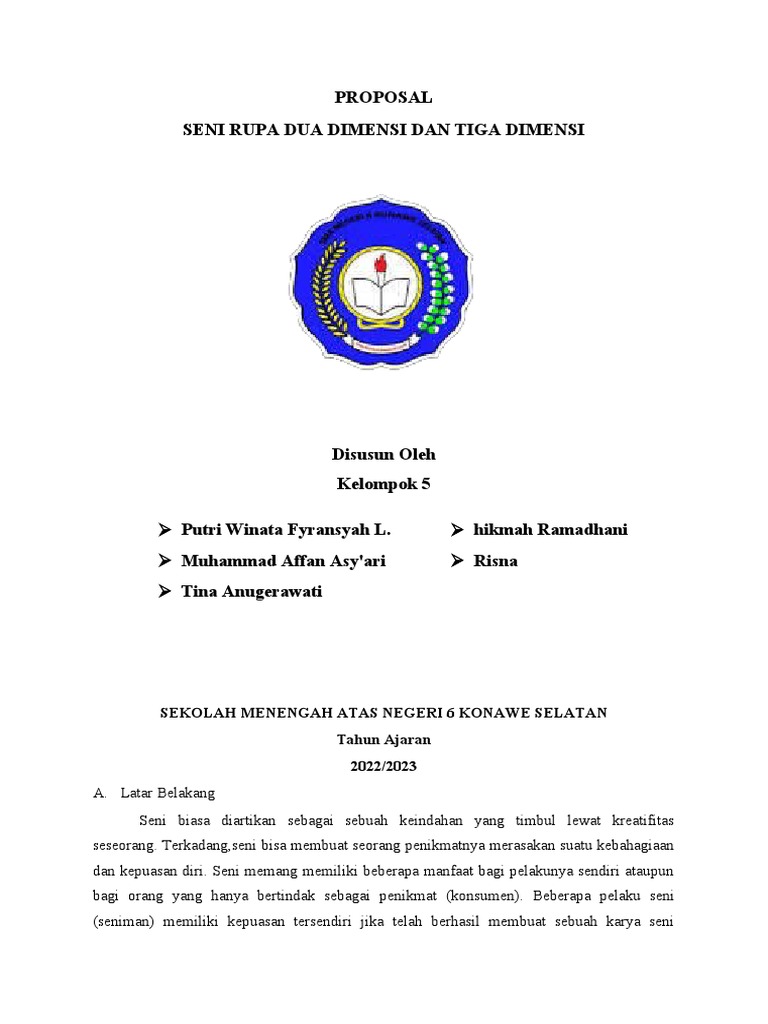 Proposal Karya Seni Rupa Dua Dimensi Dan Tiga Dimensi | PDF