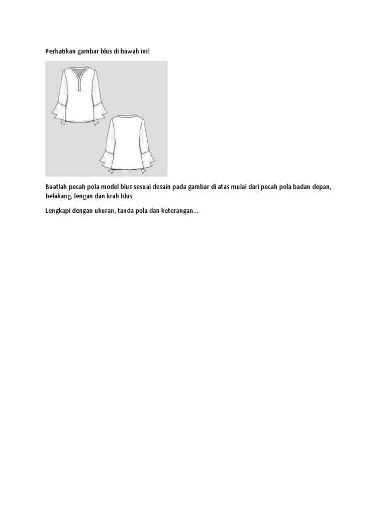 Soal Membuat Pola Blus Sesuai Desain | PDF