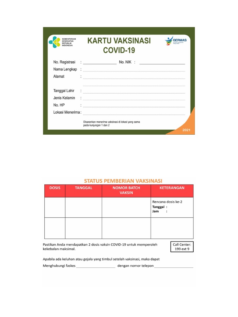 Kartu Vaksin Manual | PDF