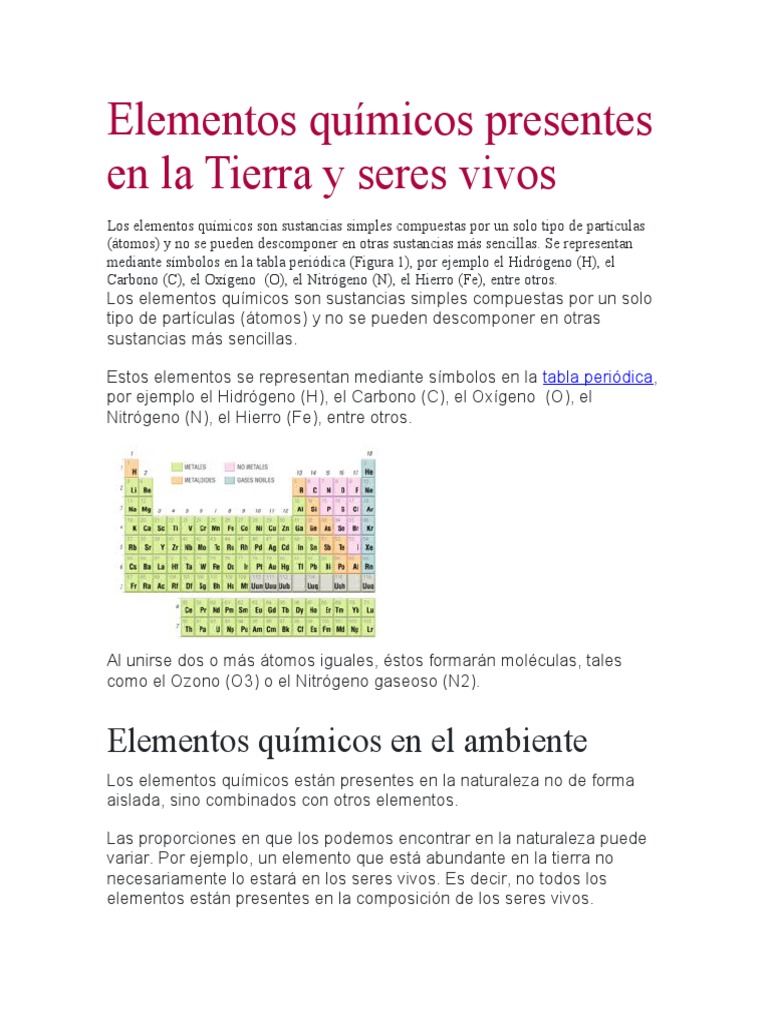 Elementos Quimicos en La Tierra y en Los Seres Vivos | PDF